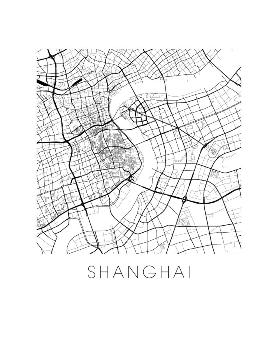 Shanghai Map Print - Etsy