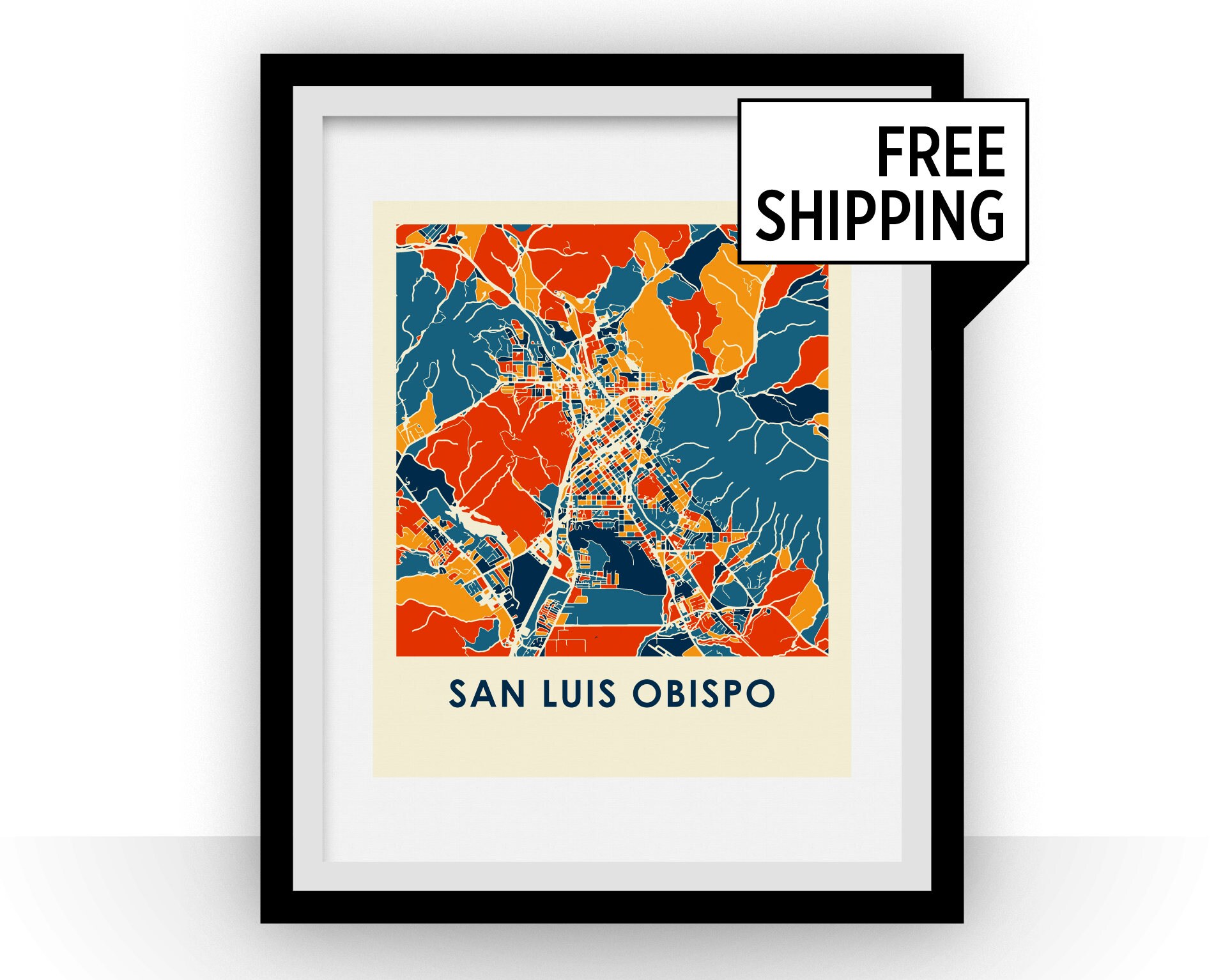 San Luis Obispo Map Print Full Color Map Poster - Etsy