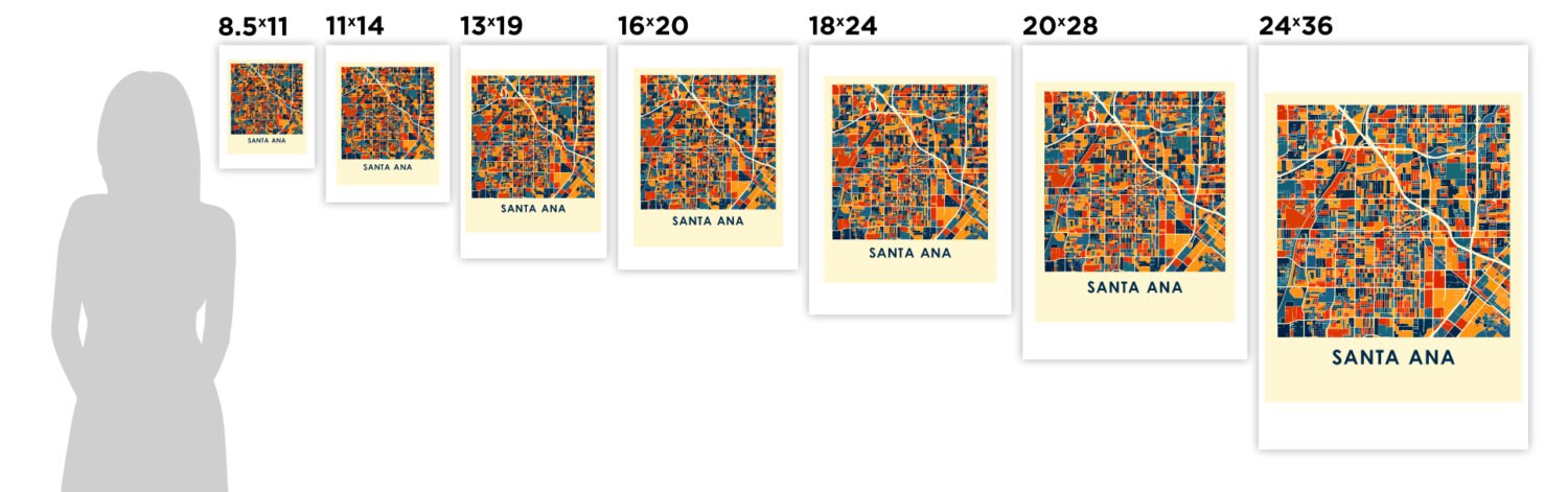 Santa Ana Map Print Full Color Map Poster - Etsy