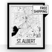 St Albert Alberta Map Poster - Alberta Map Print - Art Deco Series - Etsy