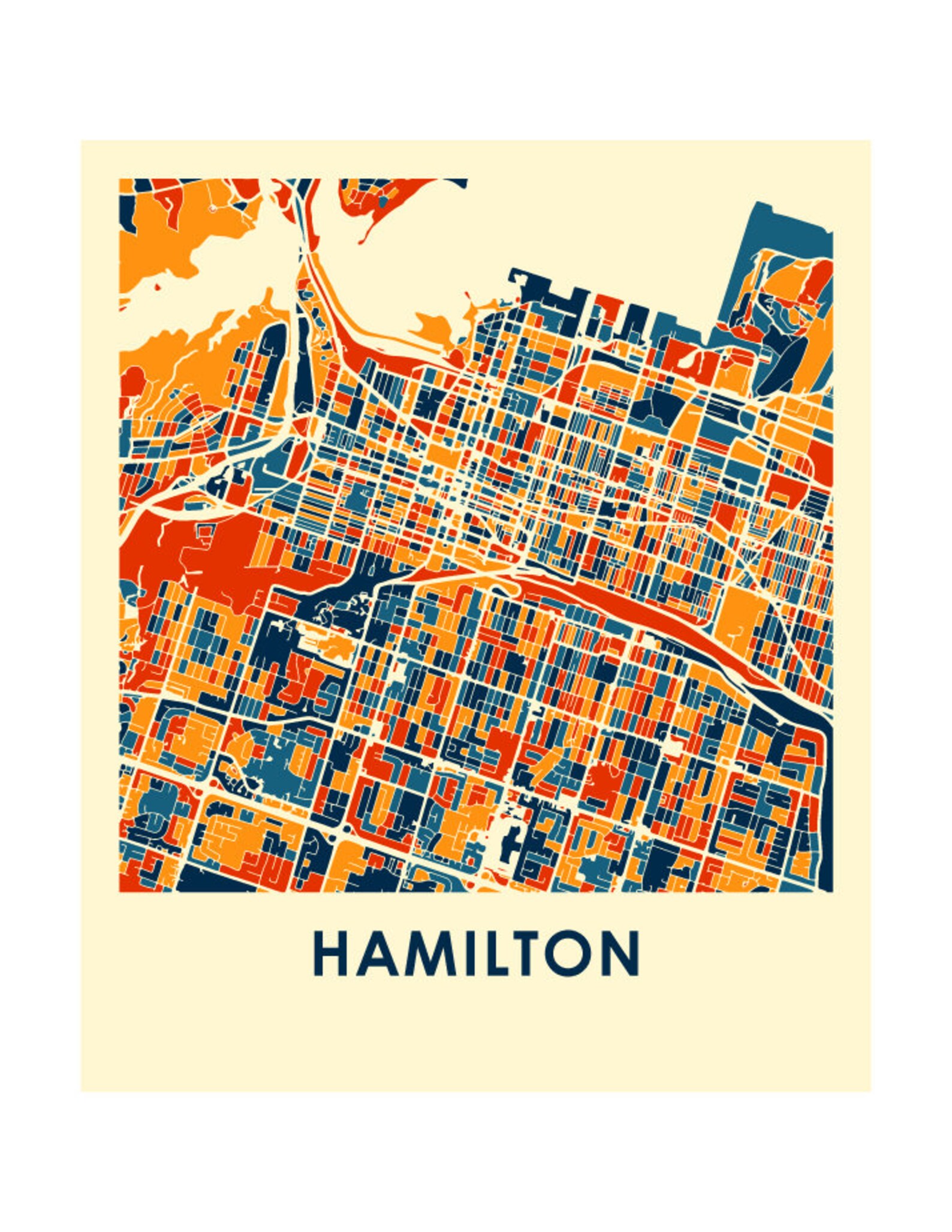 Hamilton Map Print Full Color Map Poster - Etsy