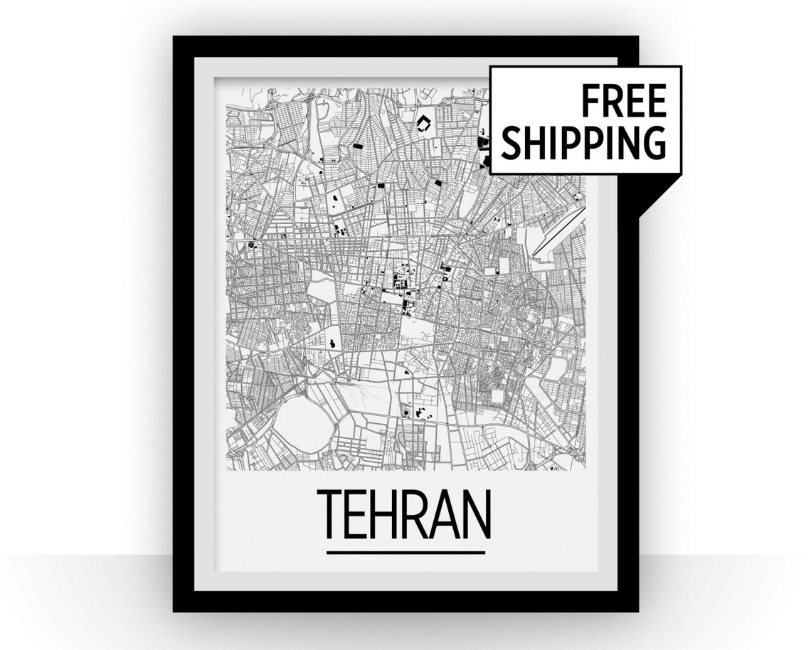 Tehran Map Poster Art Deco Series - Etsy