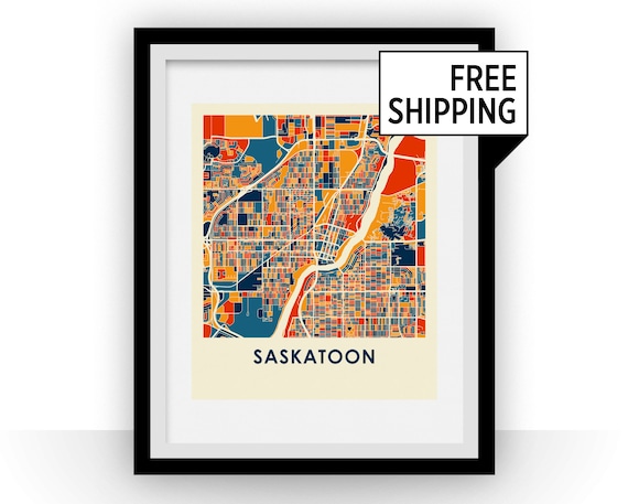 Saskatoon Map Print Full Color Map Poster | Etsy Canada
