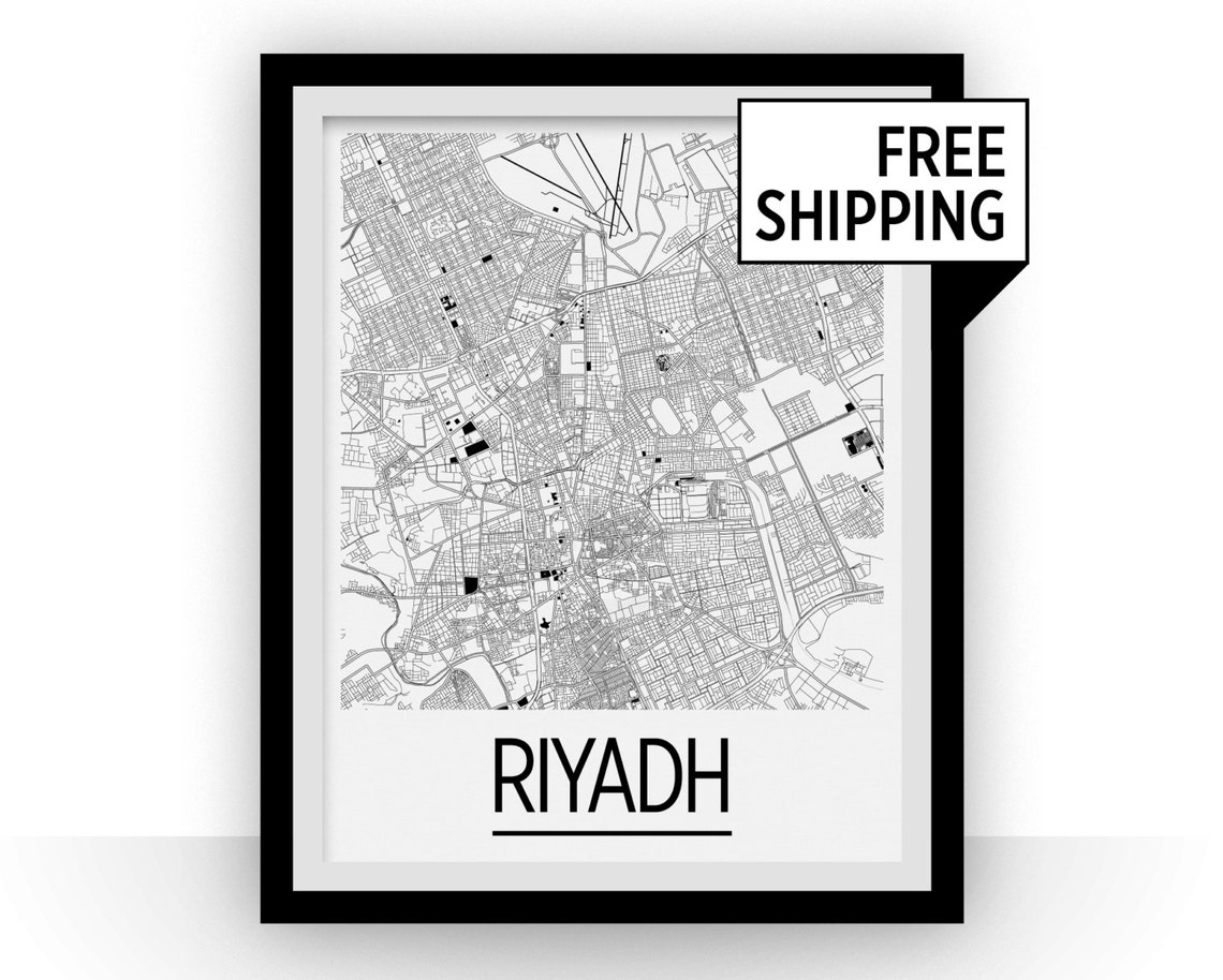Riyadh Map Poster Saudi Arabia Map Print Art Deco Series - Etsy