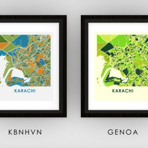 Karachi Map Print - Full Color Map Poster - Etsy