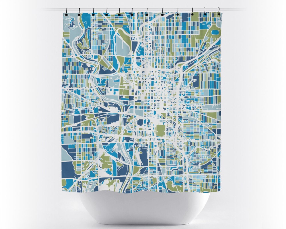 Indianapolis Map Shower Curtain - Usa Shower Curtain - Chroma Series - Etsy
