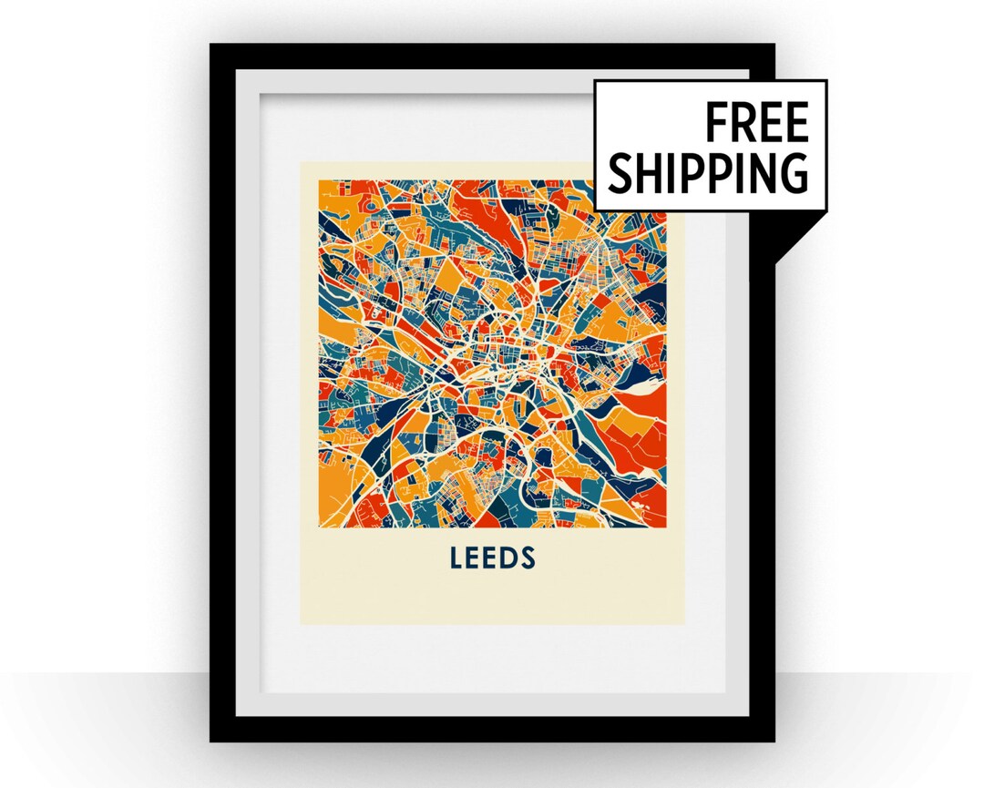 Leeds Map Print - Full Color Map Poster - Etsy