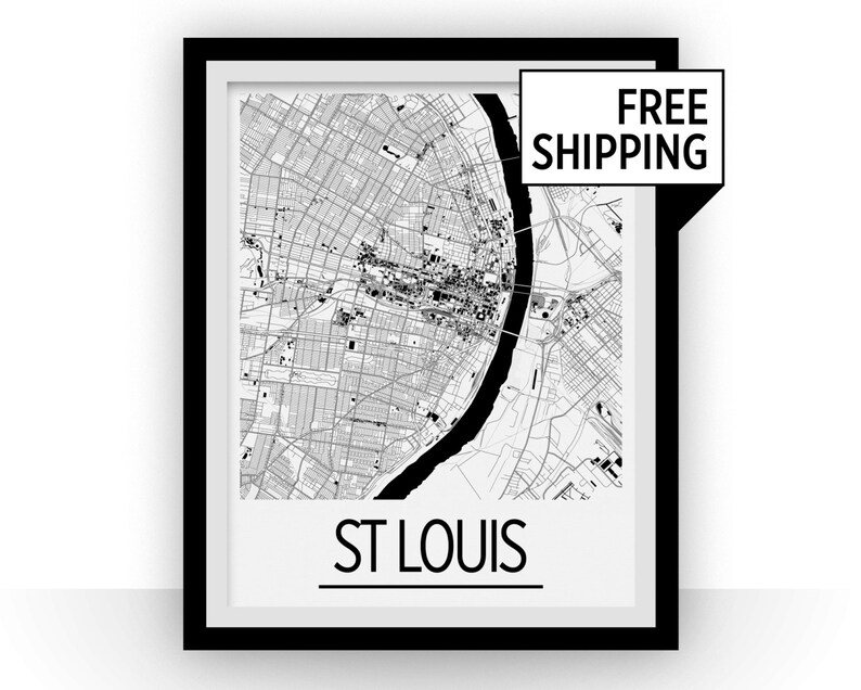 St Louis Map Poster Usa Map Print Art Deco Series - Etsy