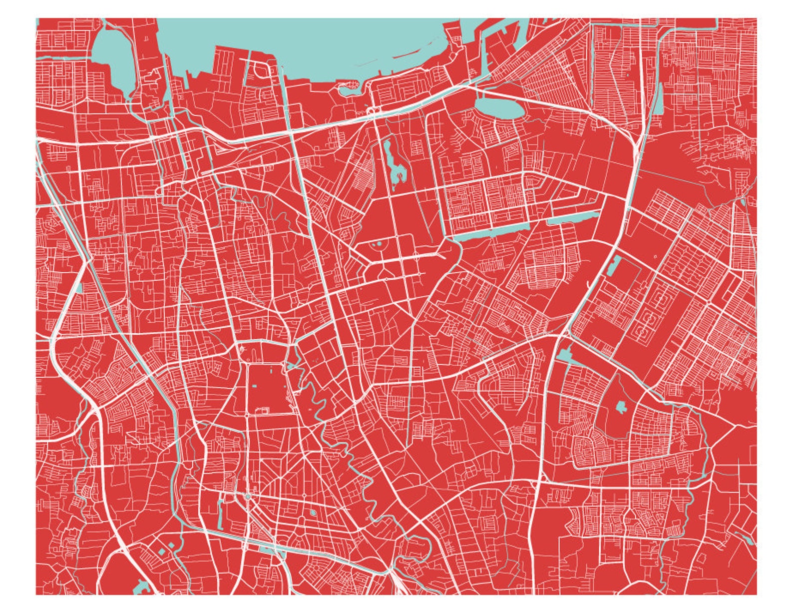 Jakarta Map Print Choose Your Color - Etsy