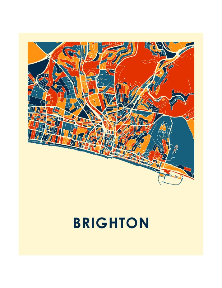 Brighton Map Print Full Color Map Poster - Etsy