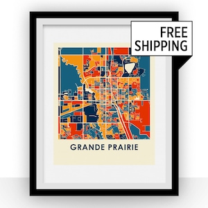 Grande Prairie Alberta Map Print - Full Color Map Poster - Etsy
