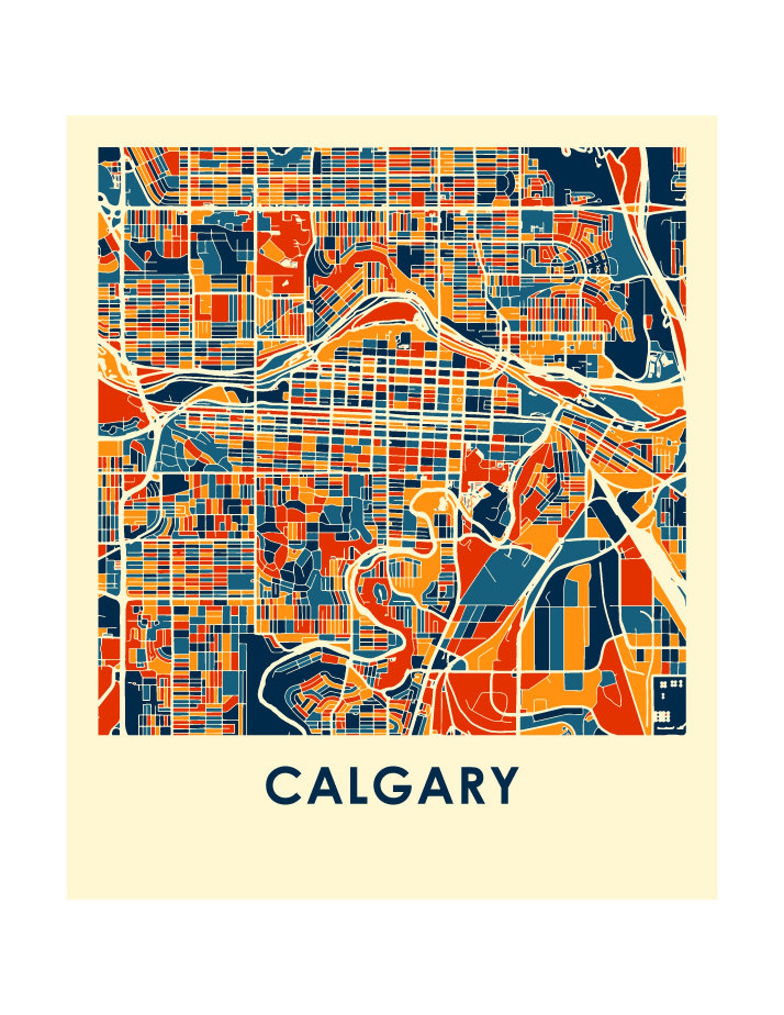 Calgary Map Print Full Color Map Poster | Etsy