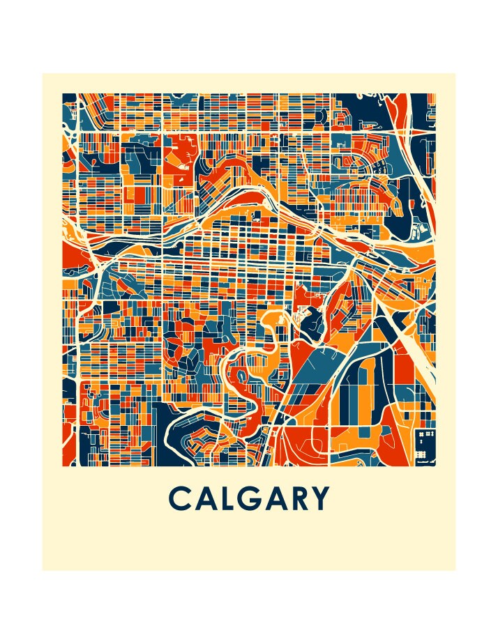 Calgary Map Print Full Color Map Poster | Etsy