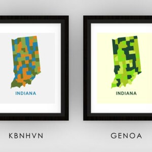 Indiana Map Print - Full Color Map Poster - Etsy