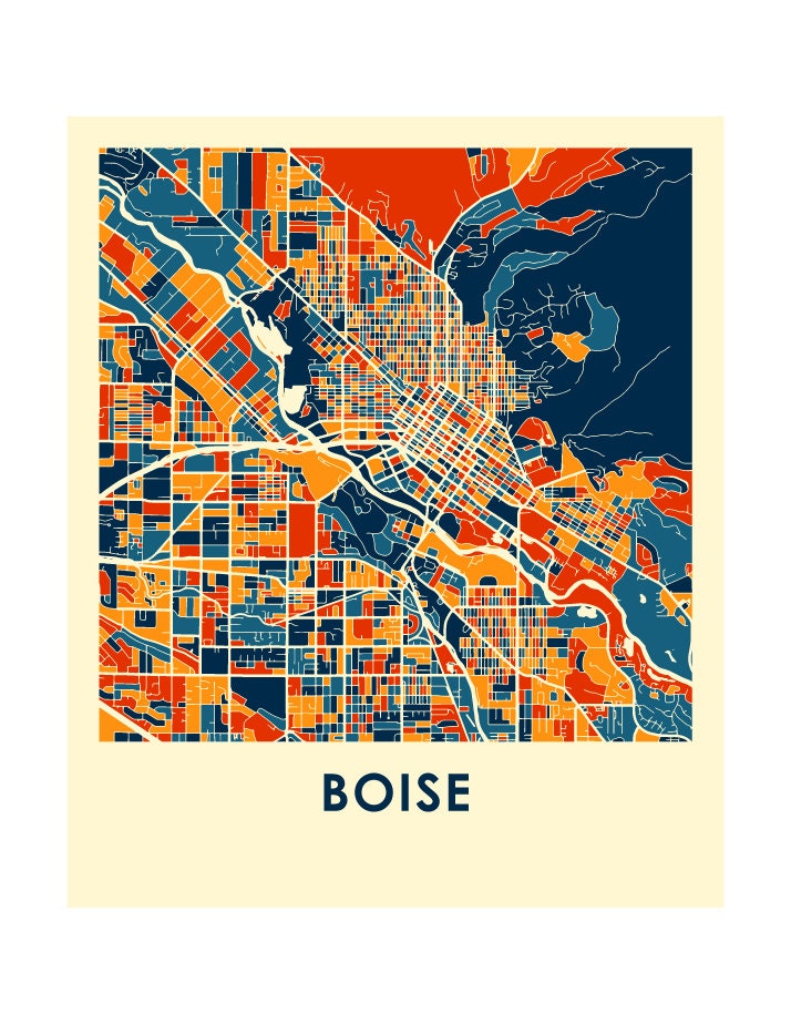 Boise Map Print Full Color Map Poster - Etsy