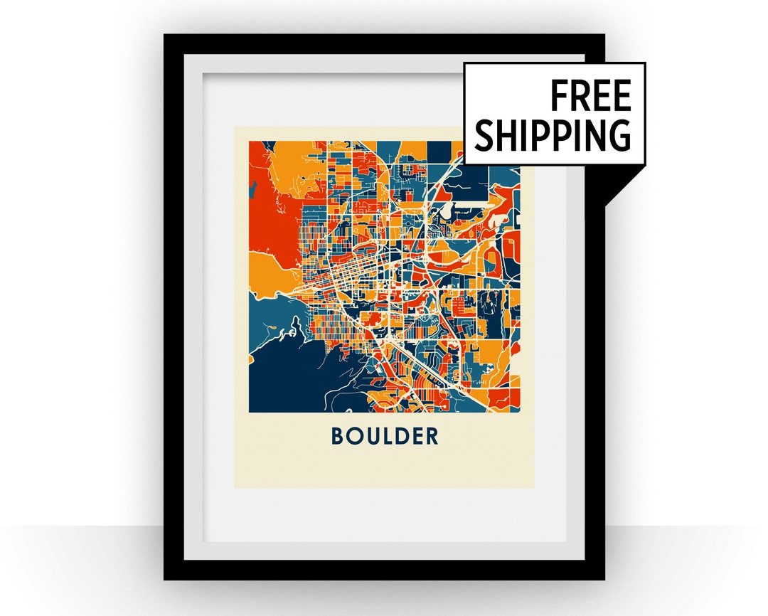 Boulder Map Print - Full Color Map Poster - Etsy