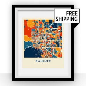 Boulder Map Print - Full Color Map Poster - Etsy