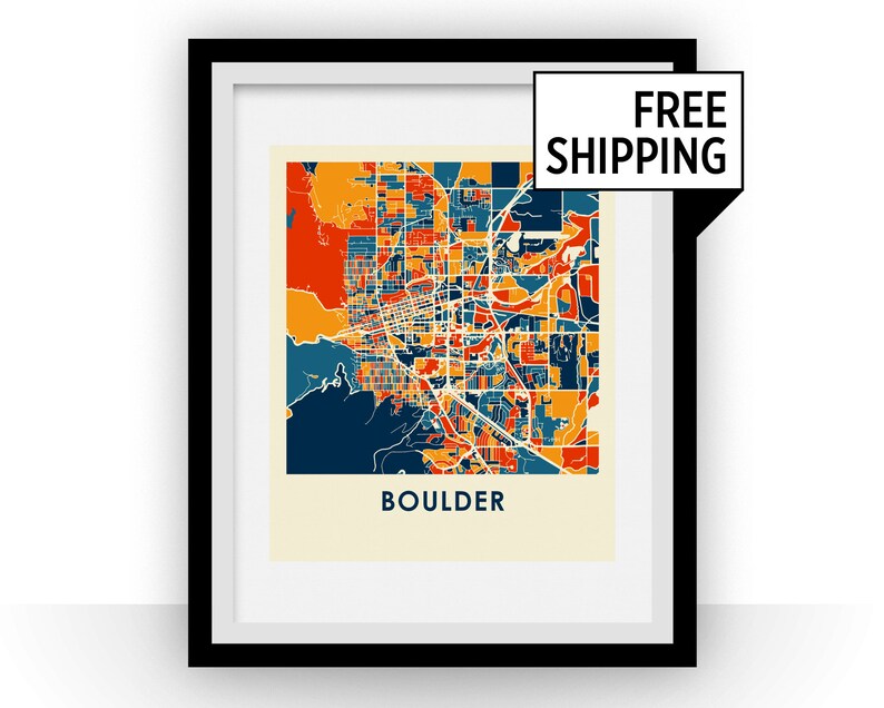 Boulder Map Print Full Color Map Poster - Etsy