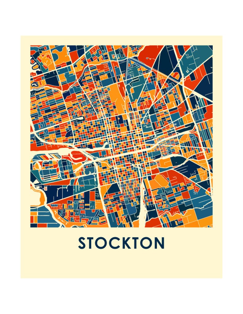 Stockton Map Print Full Color Map Poster | Etsy