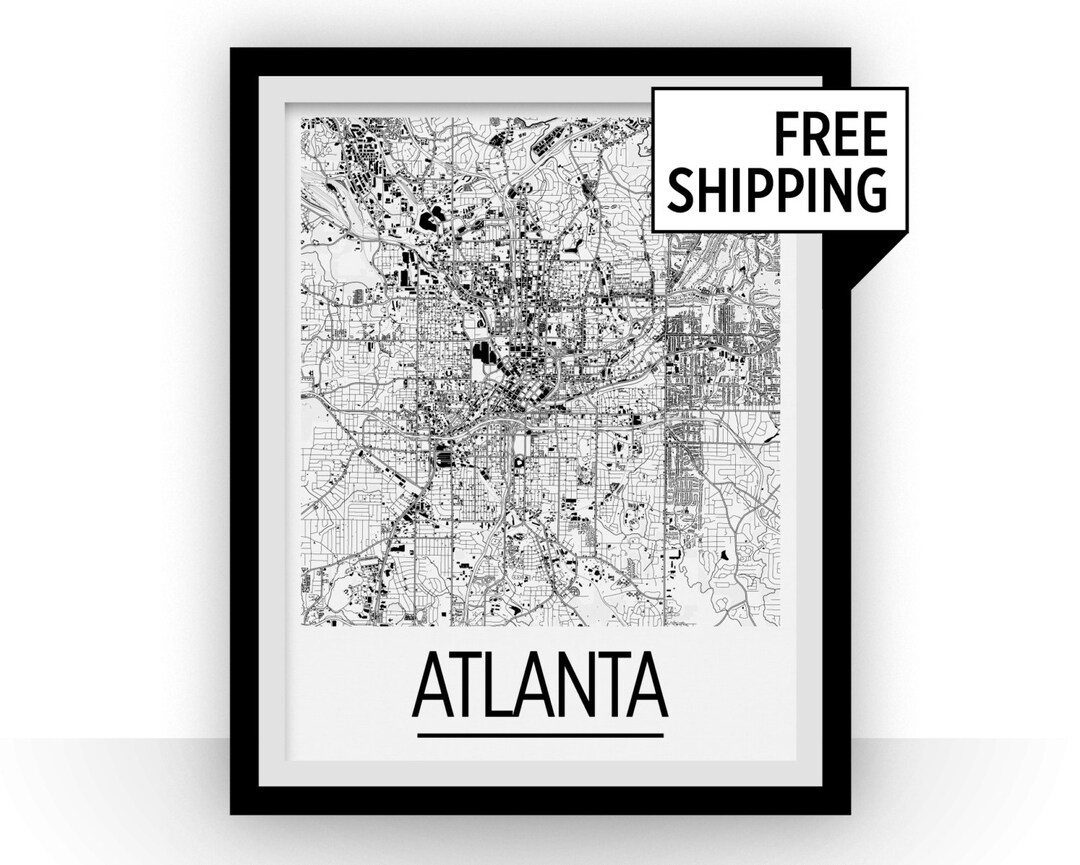 Atlanta Map Poster - Usa Map Print - Art Deco Series - Etsy
