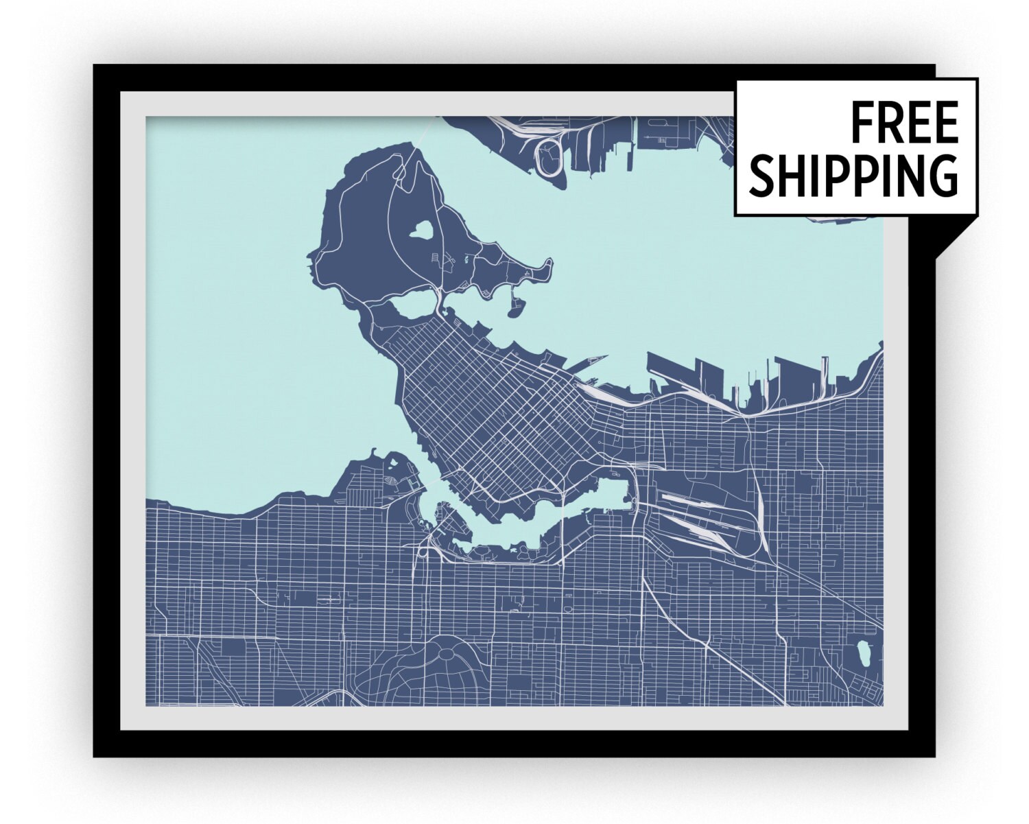 Vancouver Map Print - Any Color You Like - Etsy