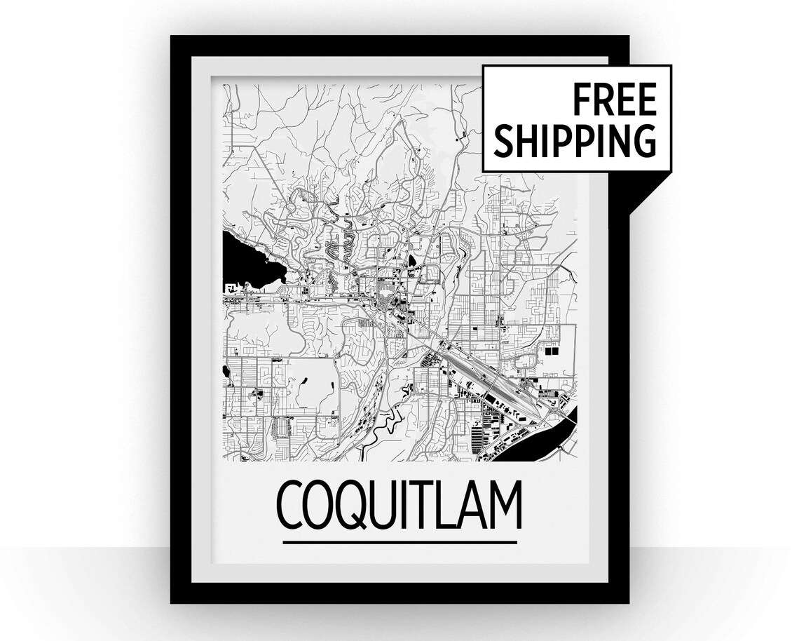 Coquitlam British Columbia Map Poster - British Columbia Map Print ...