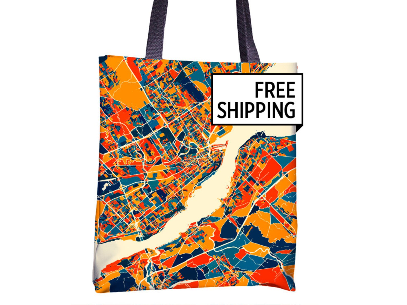 Quebec Map Tote Bag Qc Map Tote Bag 15x15 | Etsy