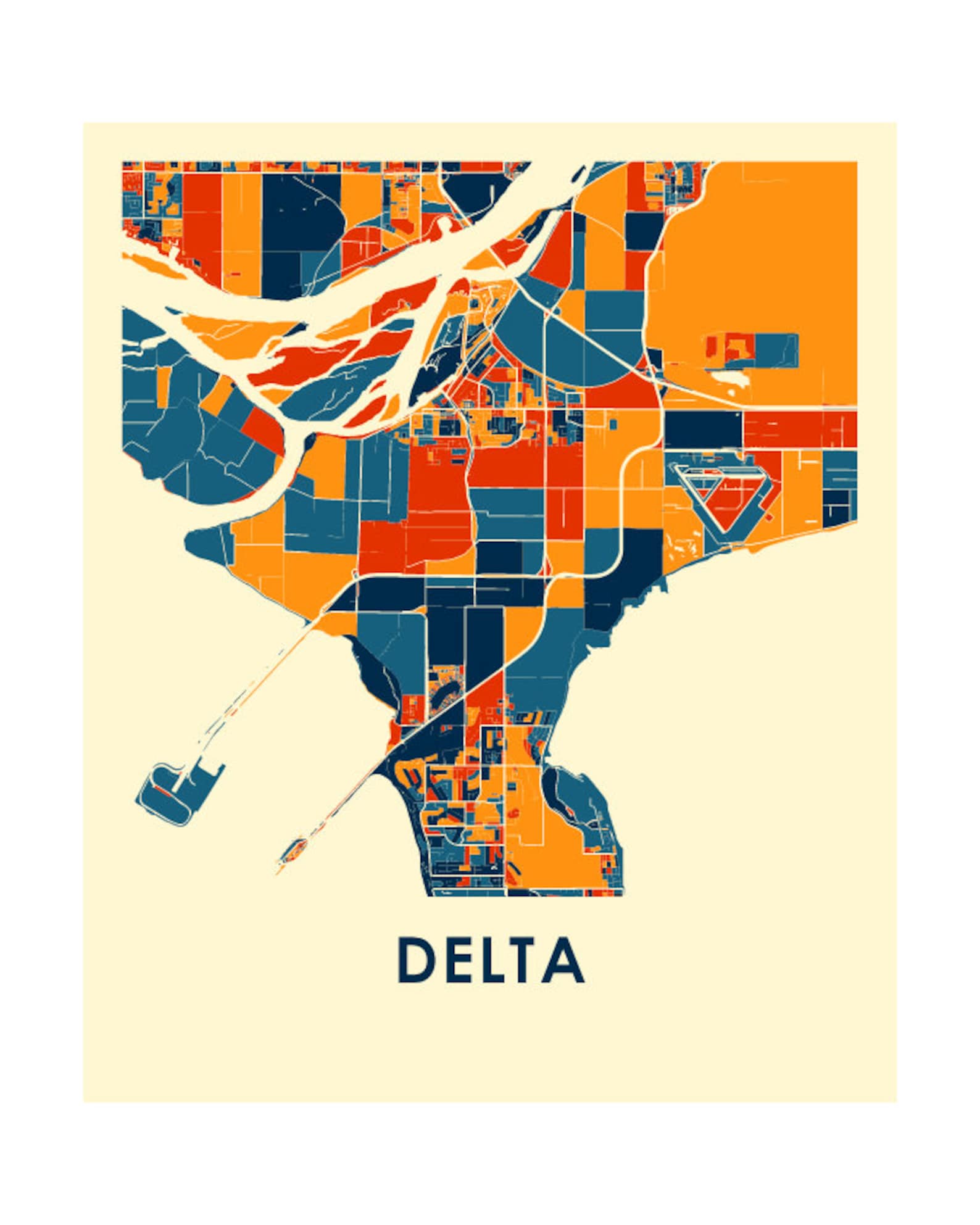 Delta British Columbia Map Print Full Color Map Poster - Etsy