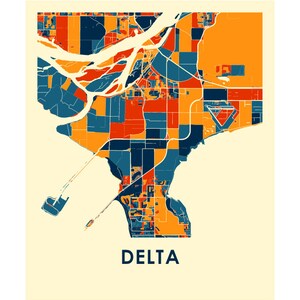 Delta British Columbia Map Print - Full Color Map Poster - Etsy
