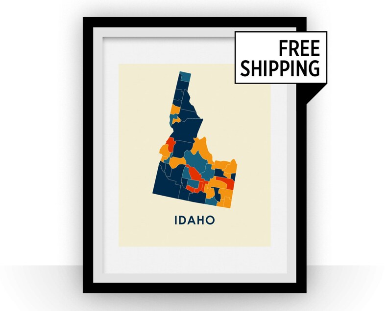 Idaho Map Print - Full Color Map Poster - Etsy