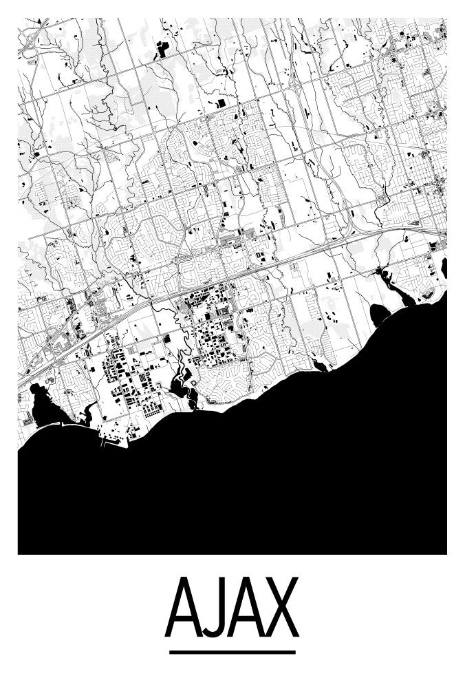 Ajax Ontario Map Poster Ontario Map Print Art Deco Series - Etsy UK