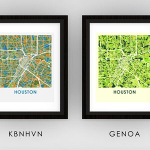 Houston Map Print - Full Color Map Poster - Etsy