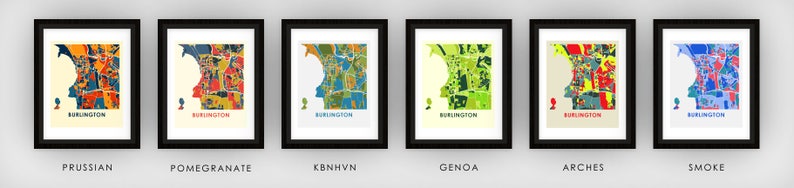 Burlington Map Print - Full Color Map Poster - Etsy