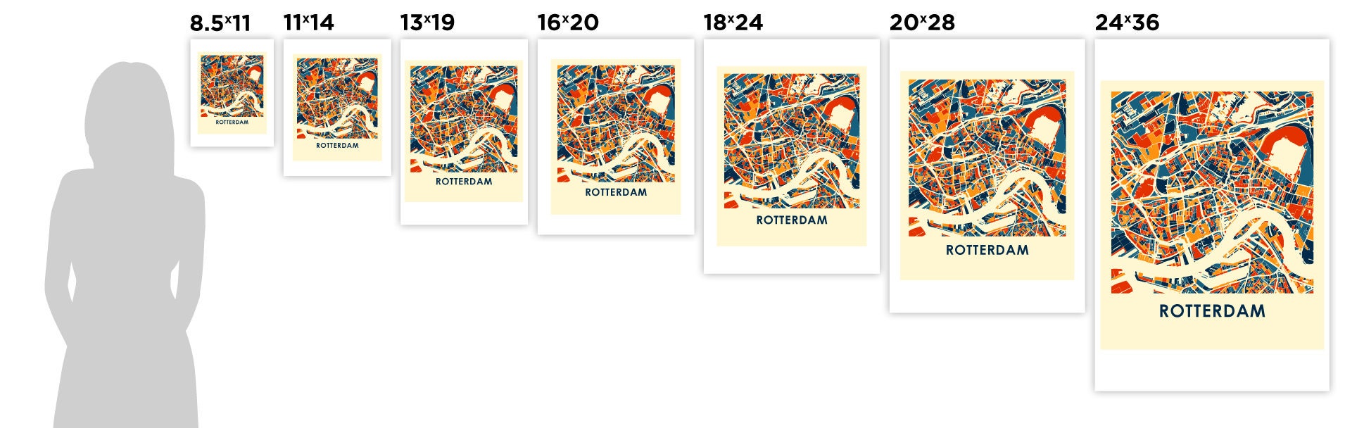 Rotterdam Map Print Full Color Map Poster | Etsy