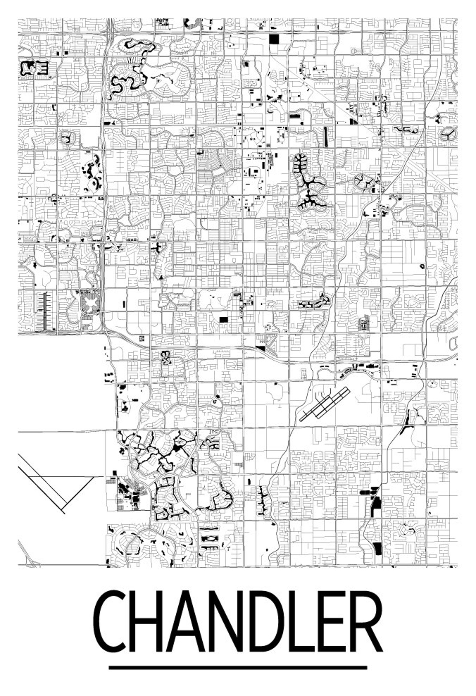 Chandler Map Poster - Usa Map Print - Art Deco Series - Etsy