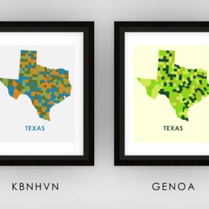 Texas Map Print - Full Color Map Poster - Etsy