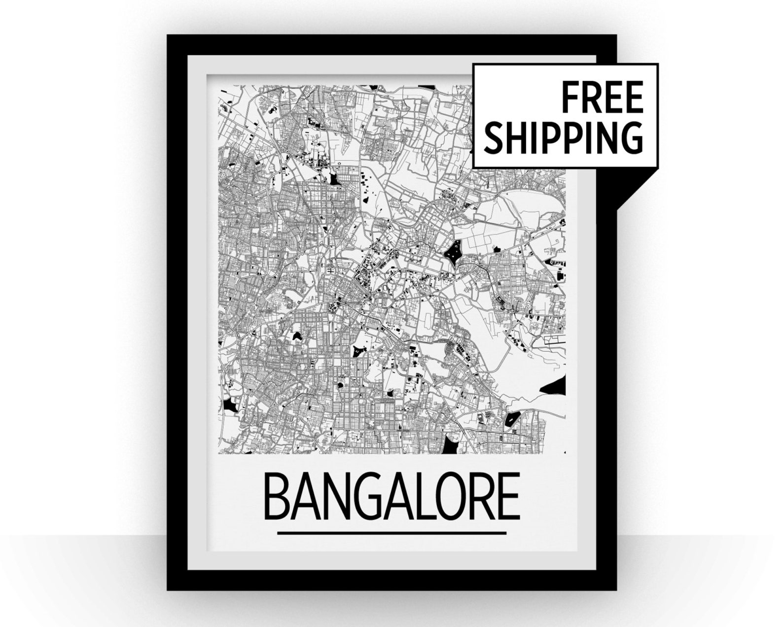 Bangalore Map Poster - India Map Print - Art Deco Series - Etsy
