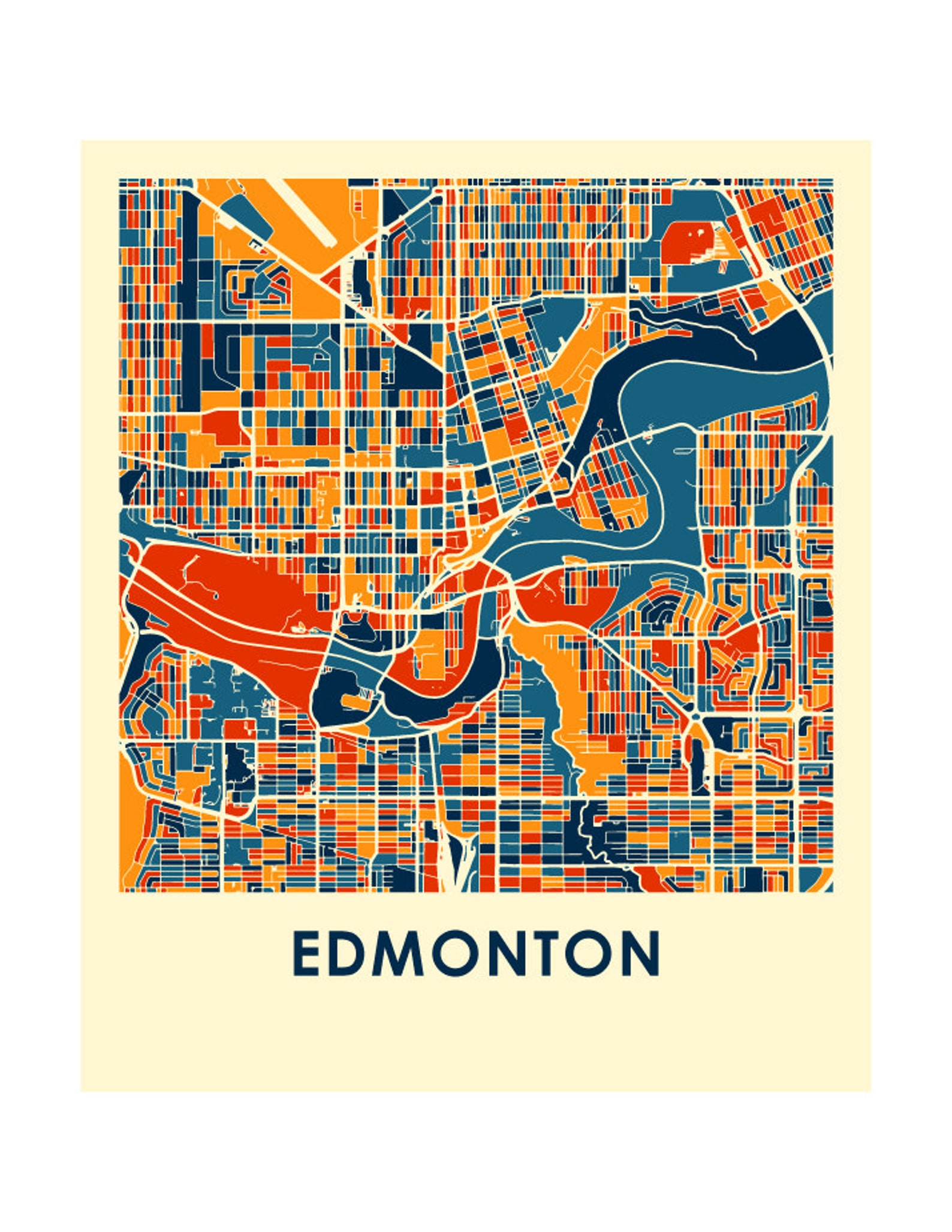 Edmonton Map Print Full Color Map Poster - Etsy