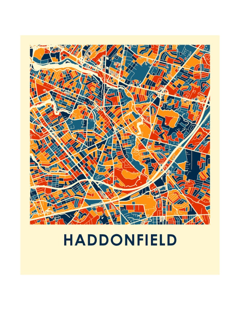 Haddonfield NJ Map Print - Full Color Map Poster - Etsy