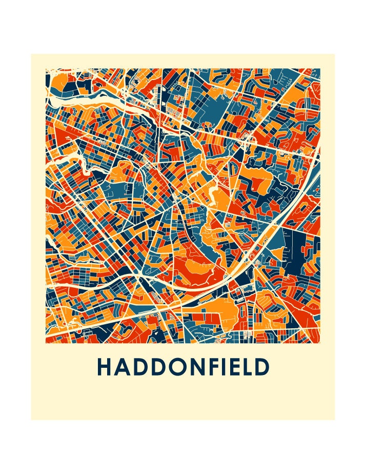 Haddonfield NJ Map Print Full Color Map Poster - Etsy