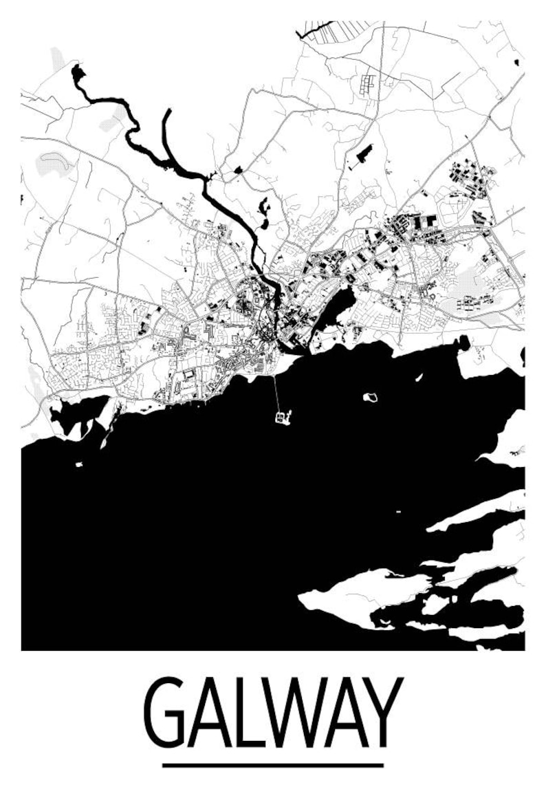 Galway Map Poster Ireland Map Print Art Deco Series | Etsy