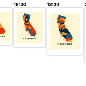 California Map Print - Full Color Map Poster - Etsy