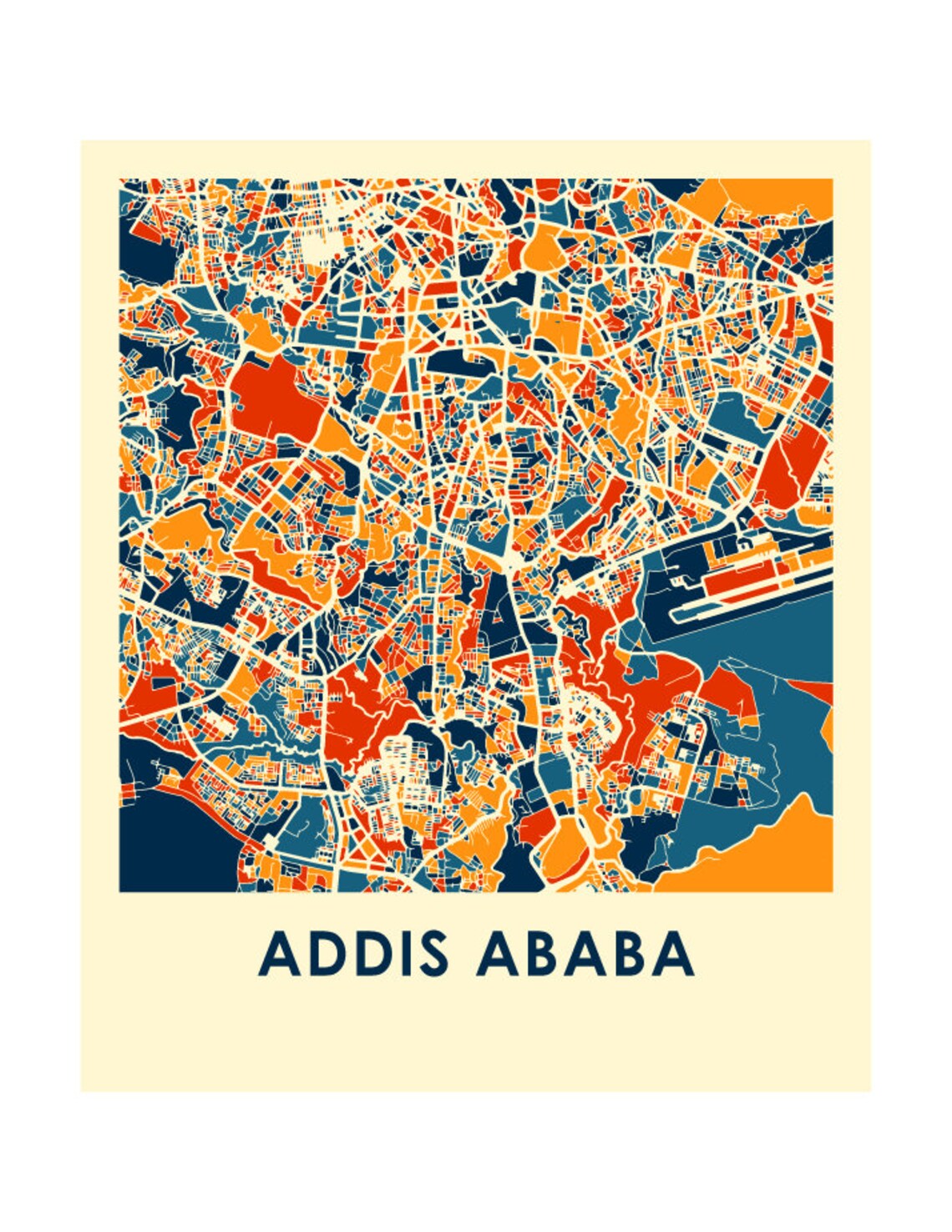 Addis Ababa Map Print - Full Color Map Poster - Etsy