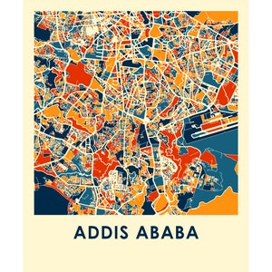 Addis Ababa Map Print - Full Color Map Poster - Etsy