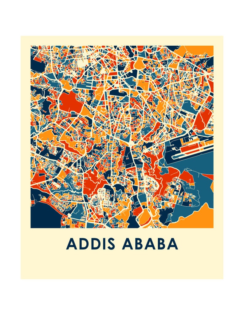 Addis Ababa Map Print - Full Color Map Poster - Etsy