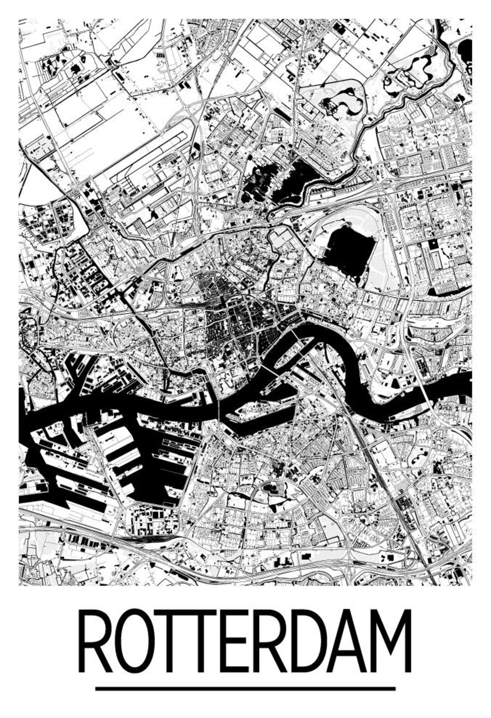 Rotterdam Map Poster Netherlands Map Print Art Deco Series - Etsy