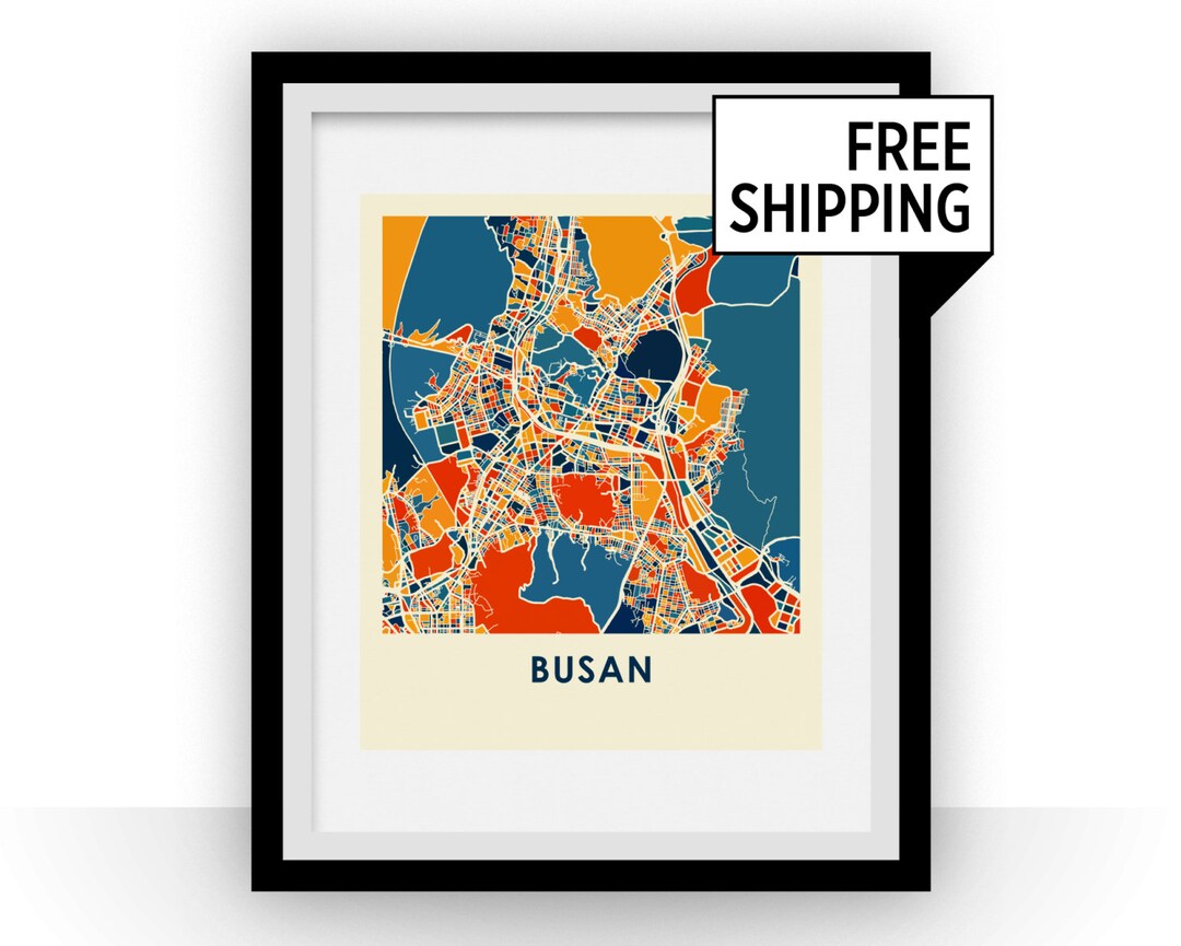 Busan Map Print - Full Color Map Poster - Etsy