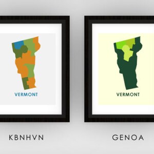 Vermont Map Print - Full Color Map Poster - Etsy