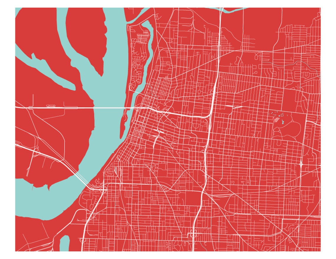 Memphis Map Print Choose Your Color | Etsy