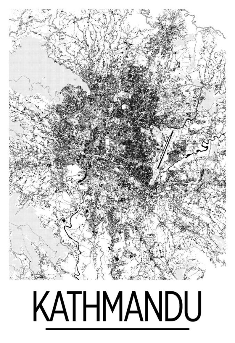 Kathmandu Map Poster Nepal Map Print Art Deco Series | Etsy